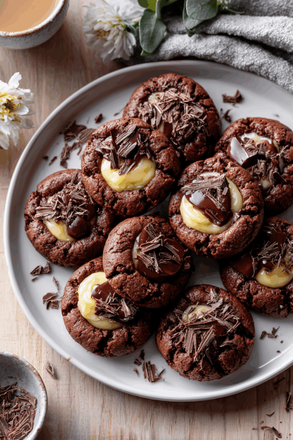 Chocolate Thumbprint Cookies with Custard Filling - Cookandvibes